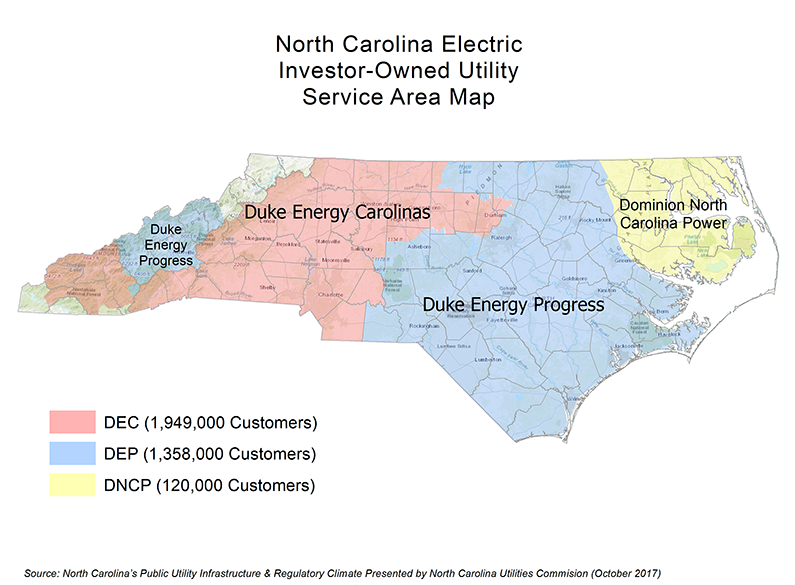 North Carolina Electric Investor-Owned Utility Service Area Map - NC ...